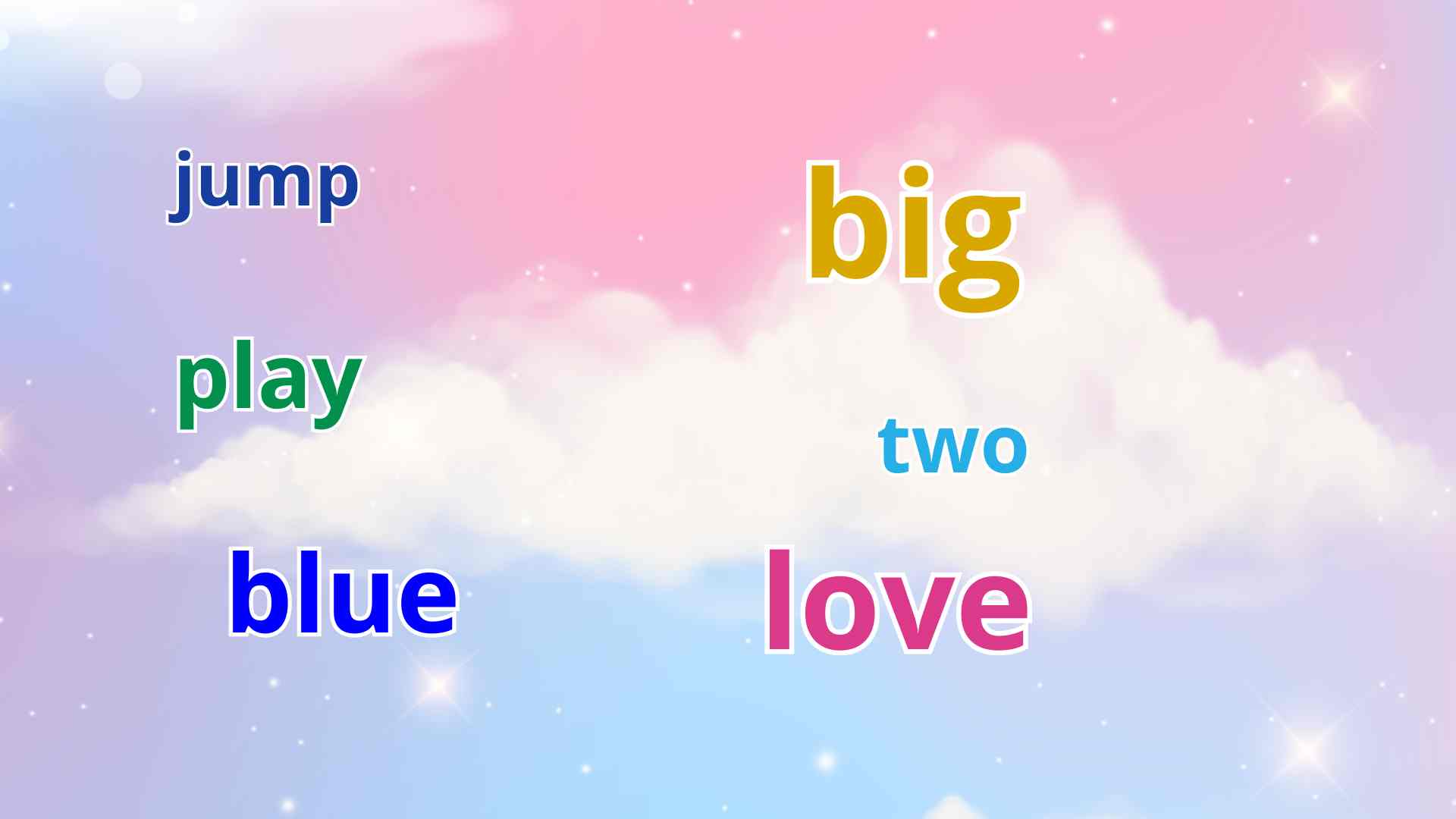 Preschool Phonics Words Jump, Play, Blue, Big, Two and Love | Learning Bob