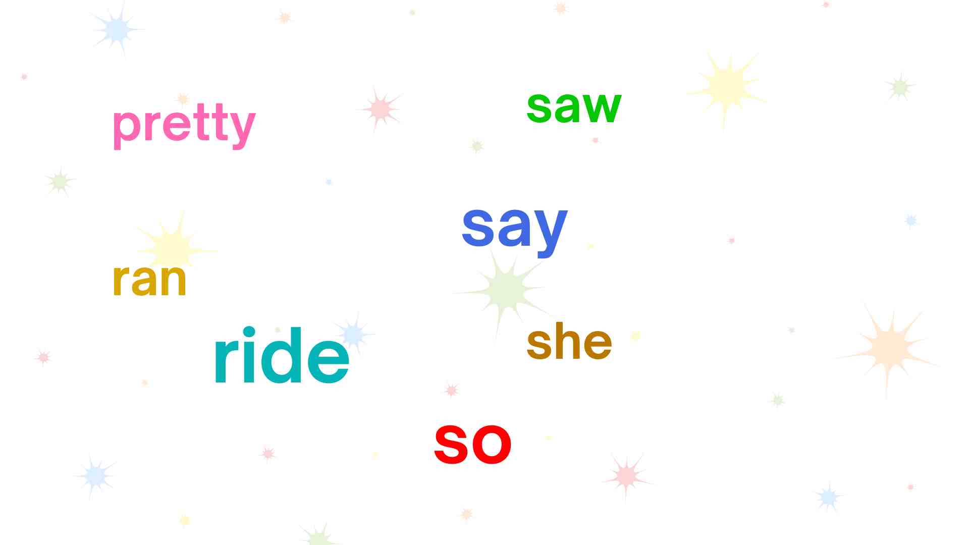Preschool Phonics Words Pretty, Ran, Ride, Saw, Say, She and So ...